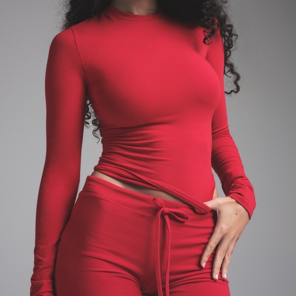 Tops | Iso Skims Cotton Jersey Set Red | Poshmark
